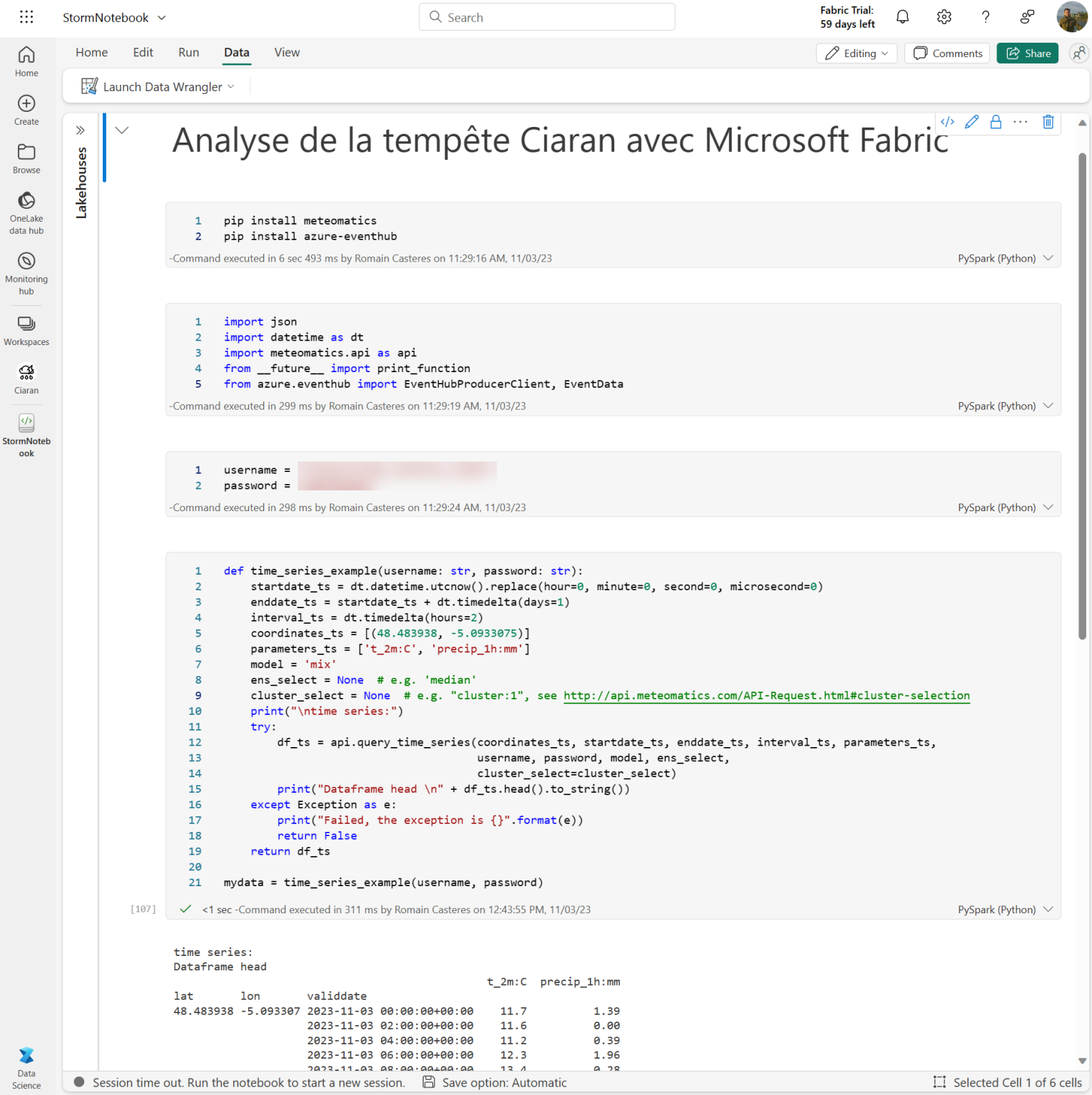 Storm Ciaran Analysis with Microsoft Fabric - Pulsweb - Romain Casteres